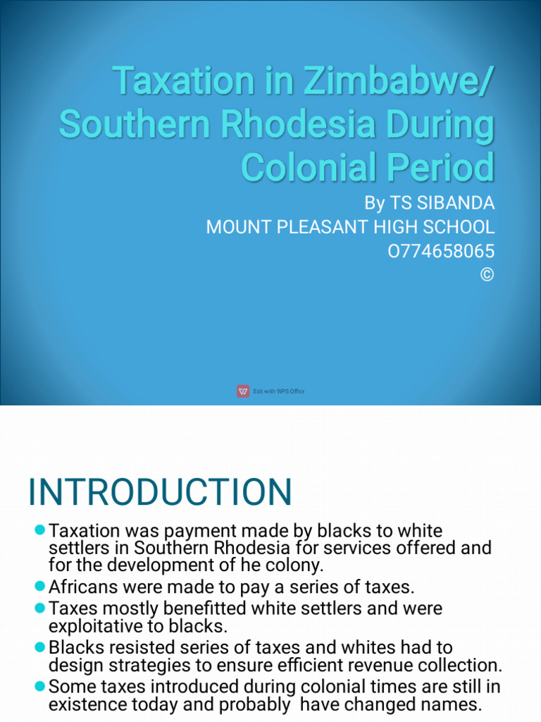 Colonial Taxation in Zimbabwe | PDF | Taxes | Payments
