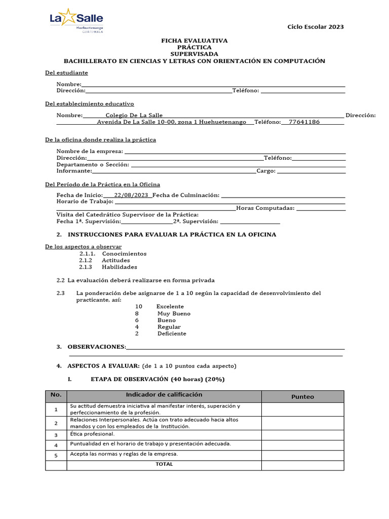 Ficha de Práctica BACHILLERATO EN COMPUTACIÓN 2023 | PDF | Software | Software de la aplicacion