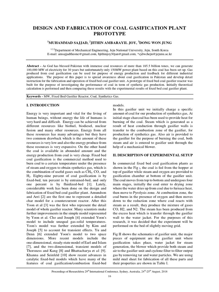 Coal Gasification Plant Prototype Design | PDF | Gasification | Coal