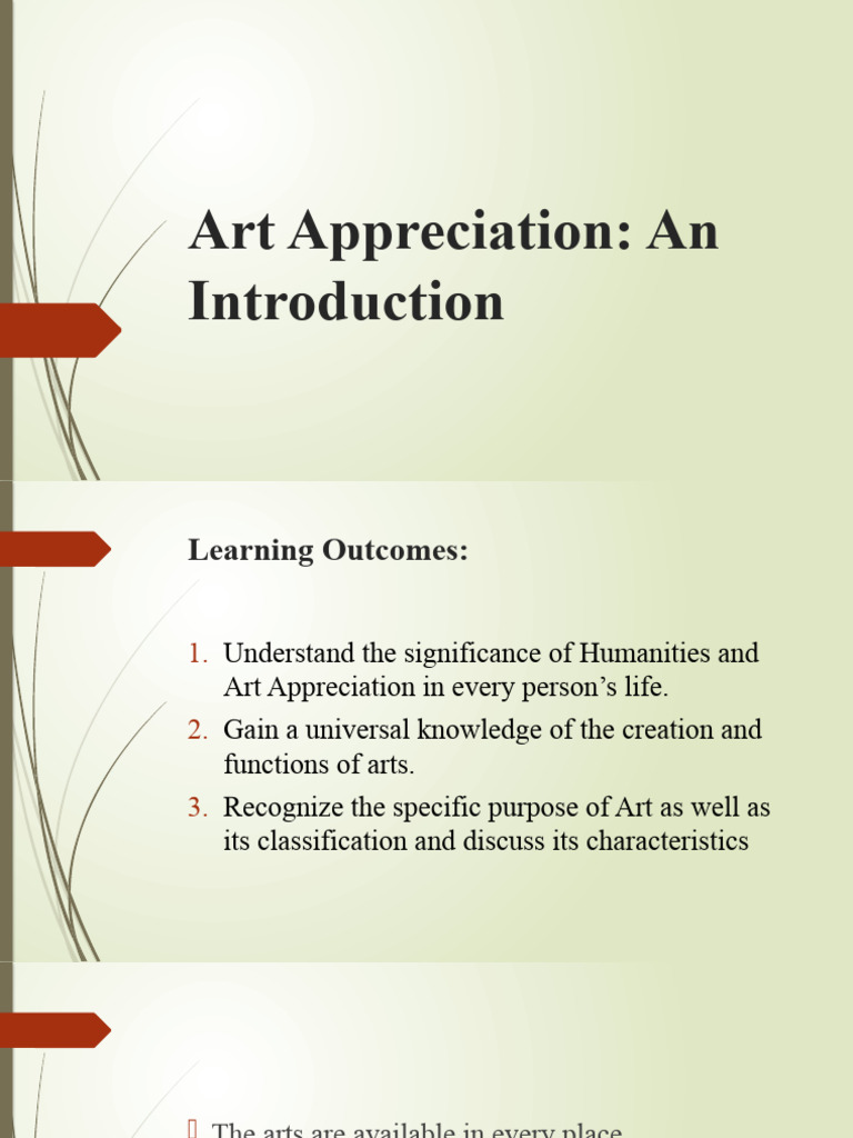 Lesson 1.1 - Art Appreciation-Intro | PDF | Humanities | The Arts