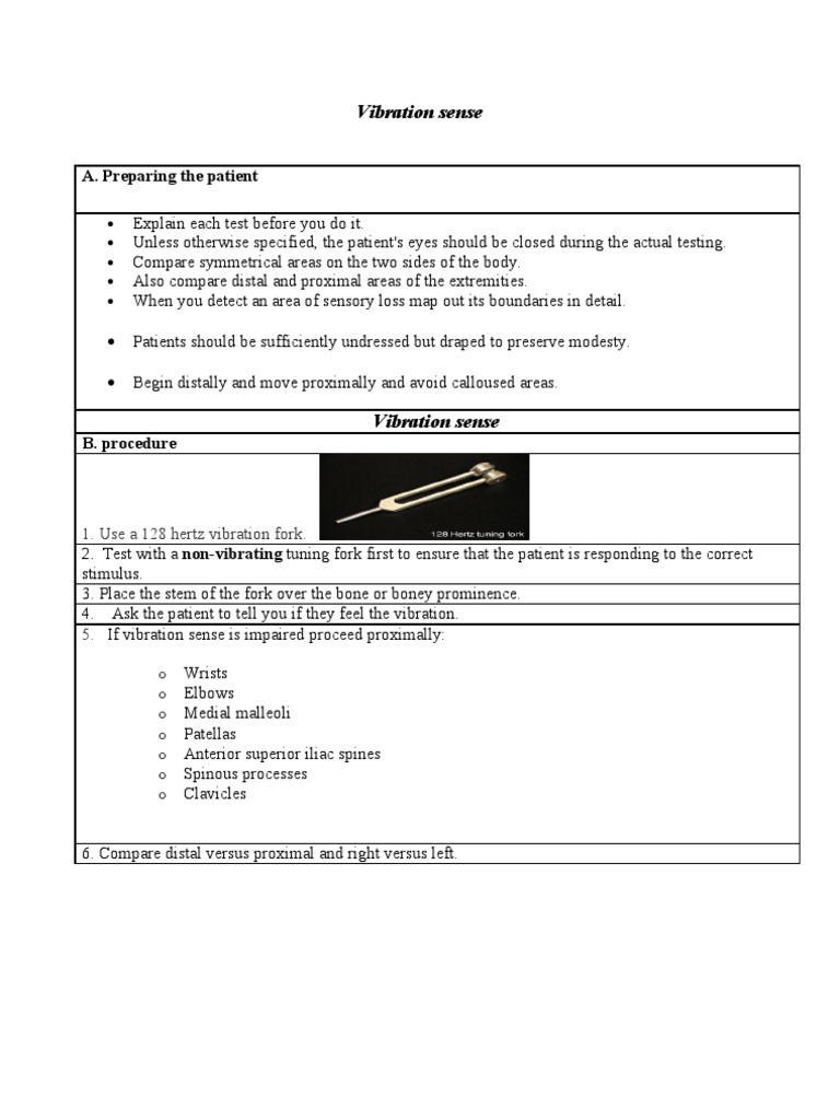 Vibration Sense Testing Guide | PDF | Anatomical Terms Of Location ...