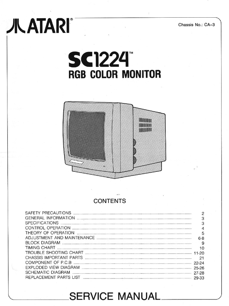Atari sc1224 Chassis Ca-3 RGB Monitor | PDF