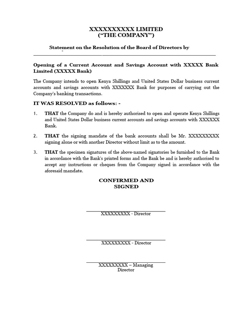 Circular Board Resolution - Account Opening | PDF | Banks | Financial ...