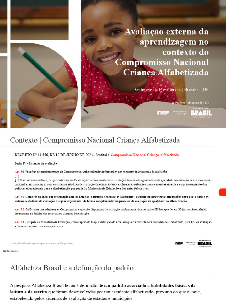 Inep Aresentação Avaliações Externas Saeb para Renalfa Nov 2023 | PDF ...