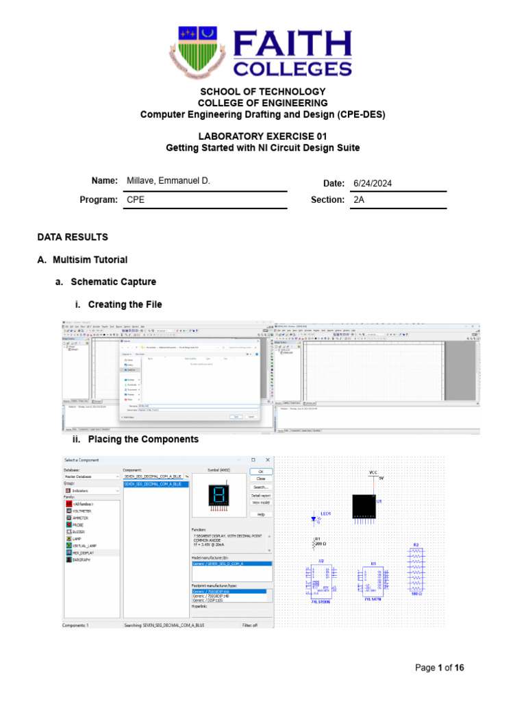 LABORATORY EXERCISE 01 Getting Started With NI Circuit Design Suite ...