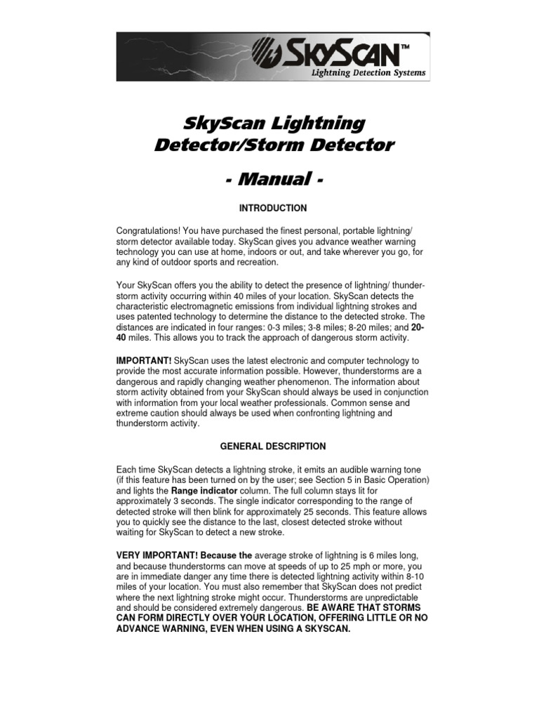 Manual SKYSCAN Severe Thunderstorm EN | PDF | Thunderstorm | Lightning