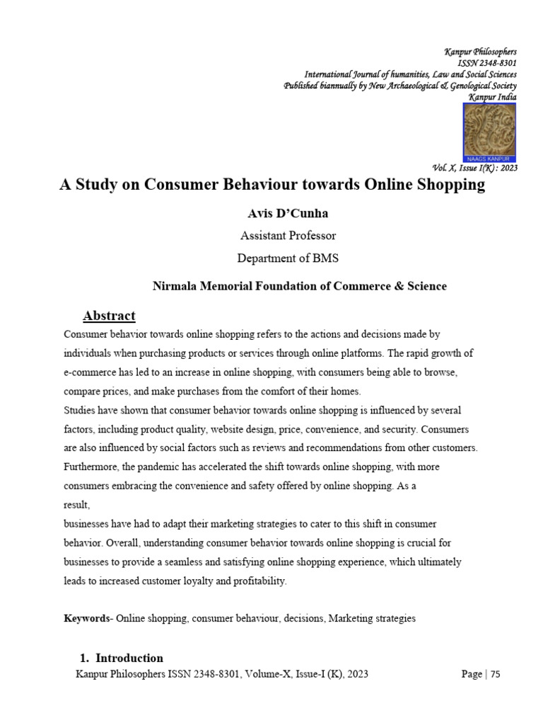 A Study On Consumer Behaviour Towards Online Shopping | PDF | Online Shopping | Behavior