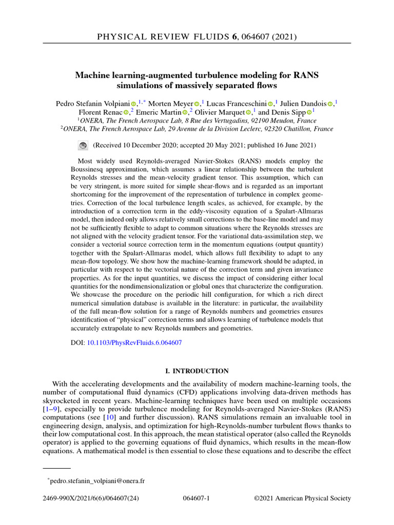 Machine Learning in RANS Turbulence Modeling | PDF | Navier–Stokes ...