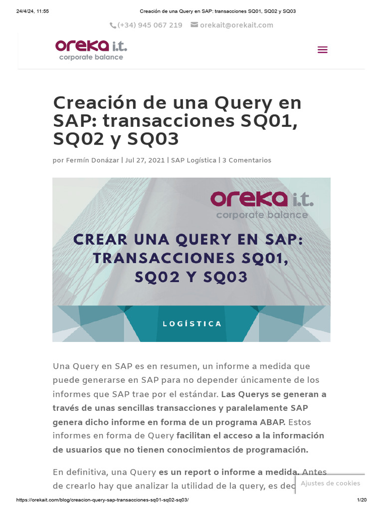 Creación de Una Query en SAP - Transacciones SQ01, SQ02 y SQ03 | PDF ...