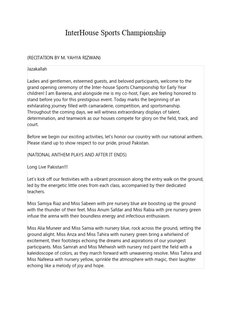 InterHouse Sports Championship | PDF | Sports & Recreation