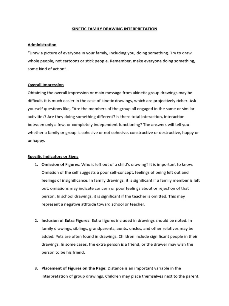 Kinetic Family Drawing Interpretation | PDF | Social Psychology ...