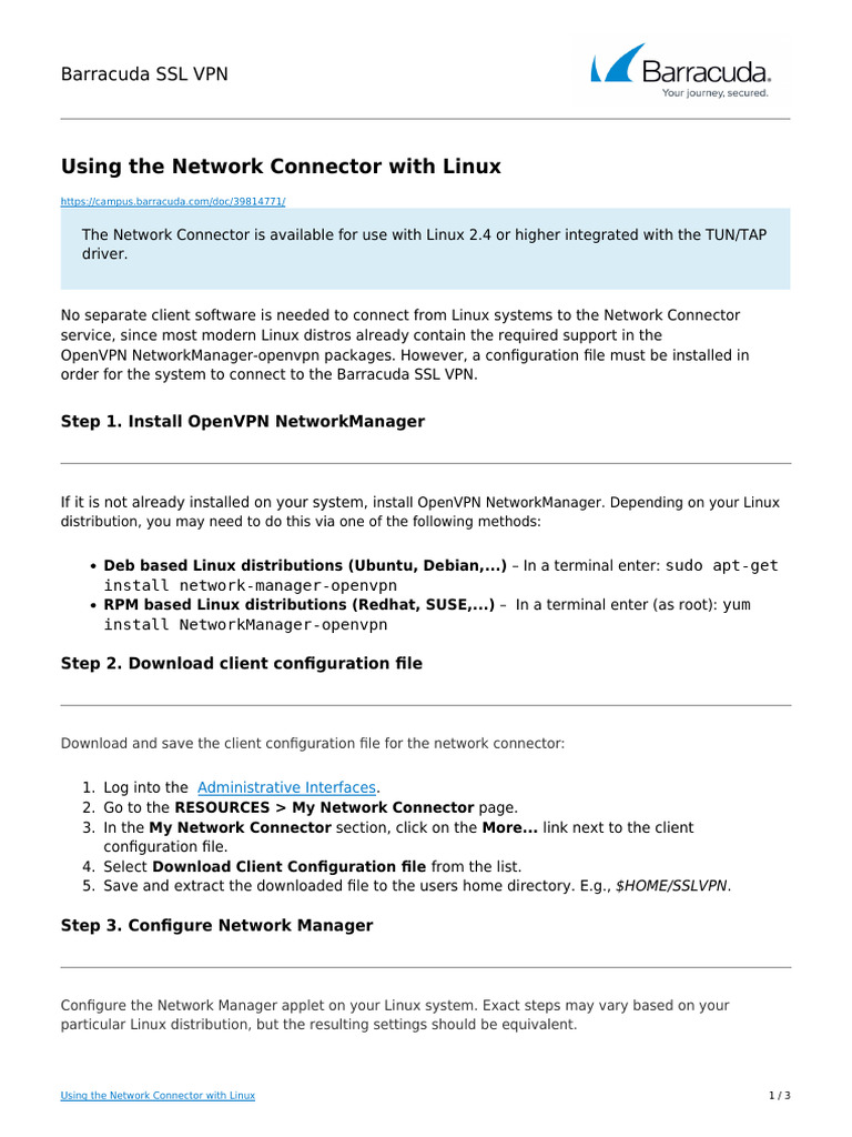 Using The Network Connector With Linux | PDF | Linux Distribution | Linux