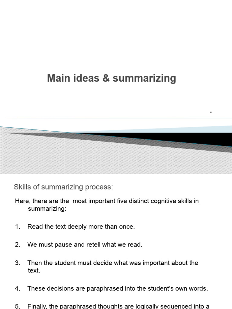 Main Ideas & Summarizing | PDF | Career & Growth