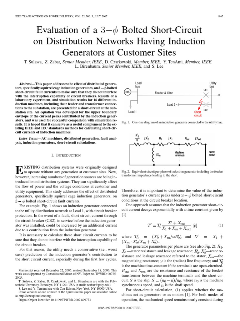 Evaluationn of A 3bolted Short-Circuit | PDF | Electric Generator | Electrical Components
