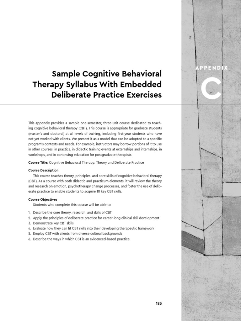 appendix-c | PDF | Psychotherapy | Cognitive Behavioral Therapy