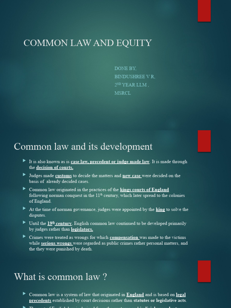 Common Law vs. Equity Explained | PDF | Equity (Law) | Common Law