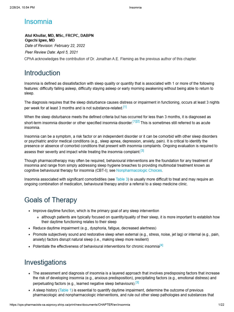 Insomnia Pdf Insomnia Benzodiazepine