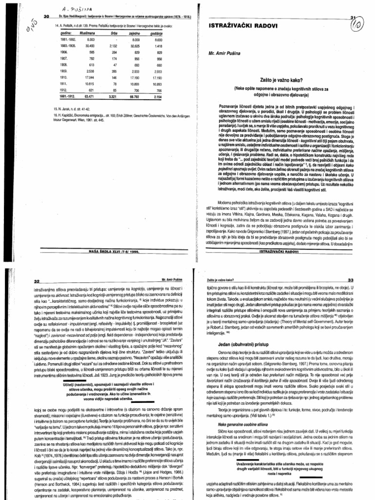 Kognitivni Stil I Ucenje | PDF