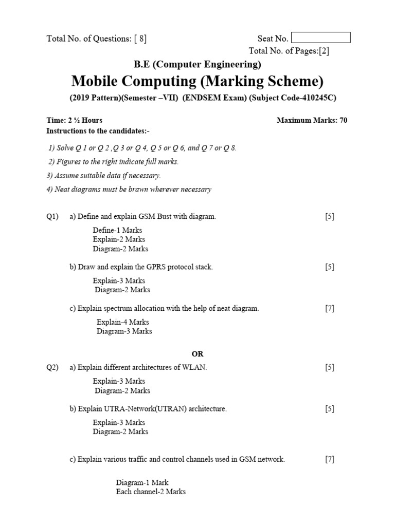 MOBILE COMPUTING ENDSEM 3.11.23 Marking Scheme | PDF | Telecommunications Standards | Internet ...
