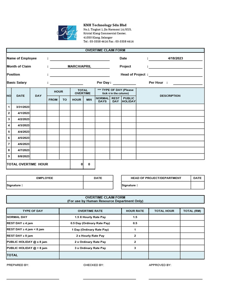 KNH Technology SDN BHD | PDF | Overtime | Working Conditions