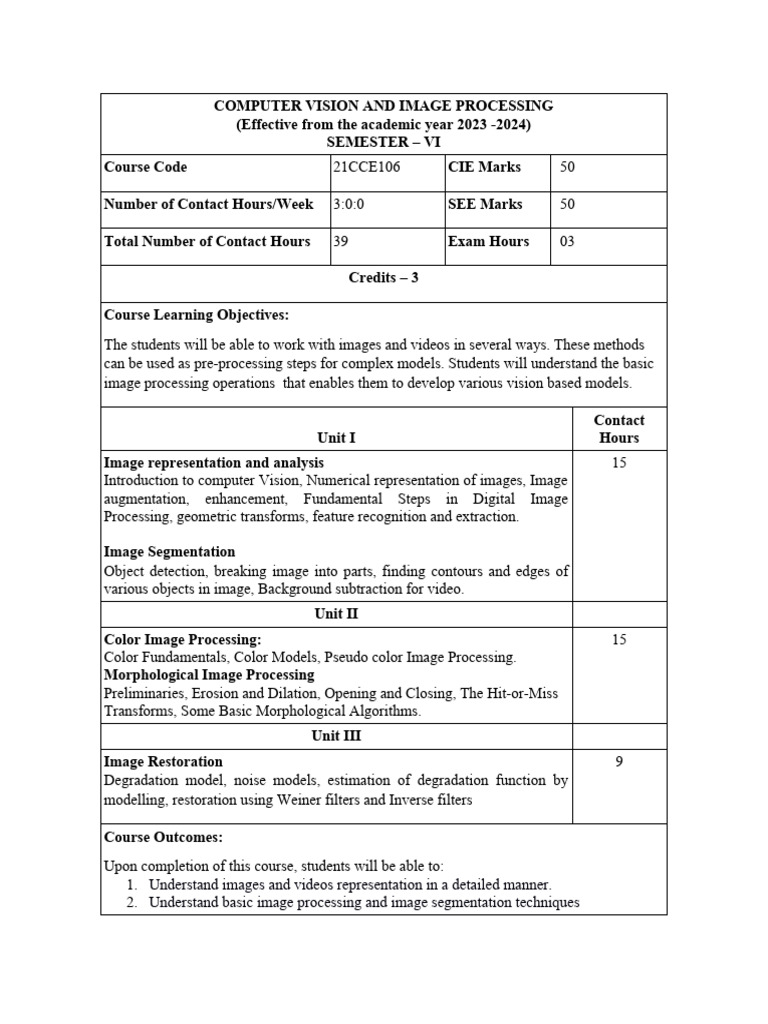 Computer Vision and Image Processing | PDF | Computer Vision | Image Segmentation
