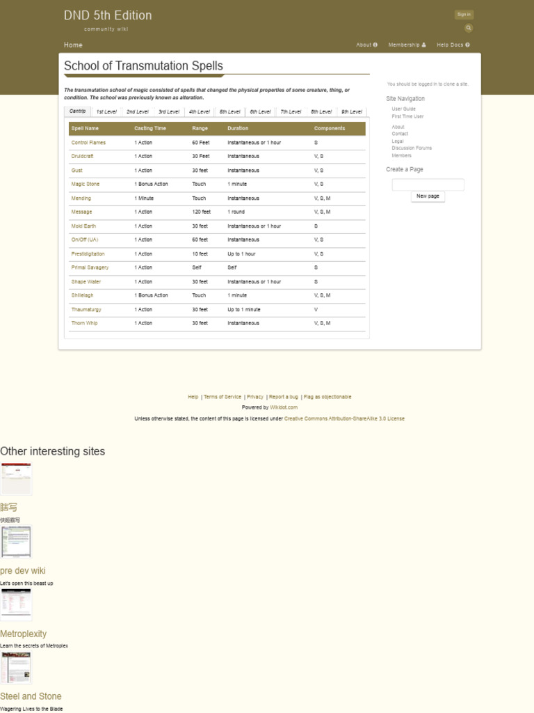 School of Transmutation Spells - DND 5th Edition | PDF | Cyberspace ...