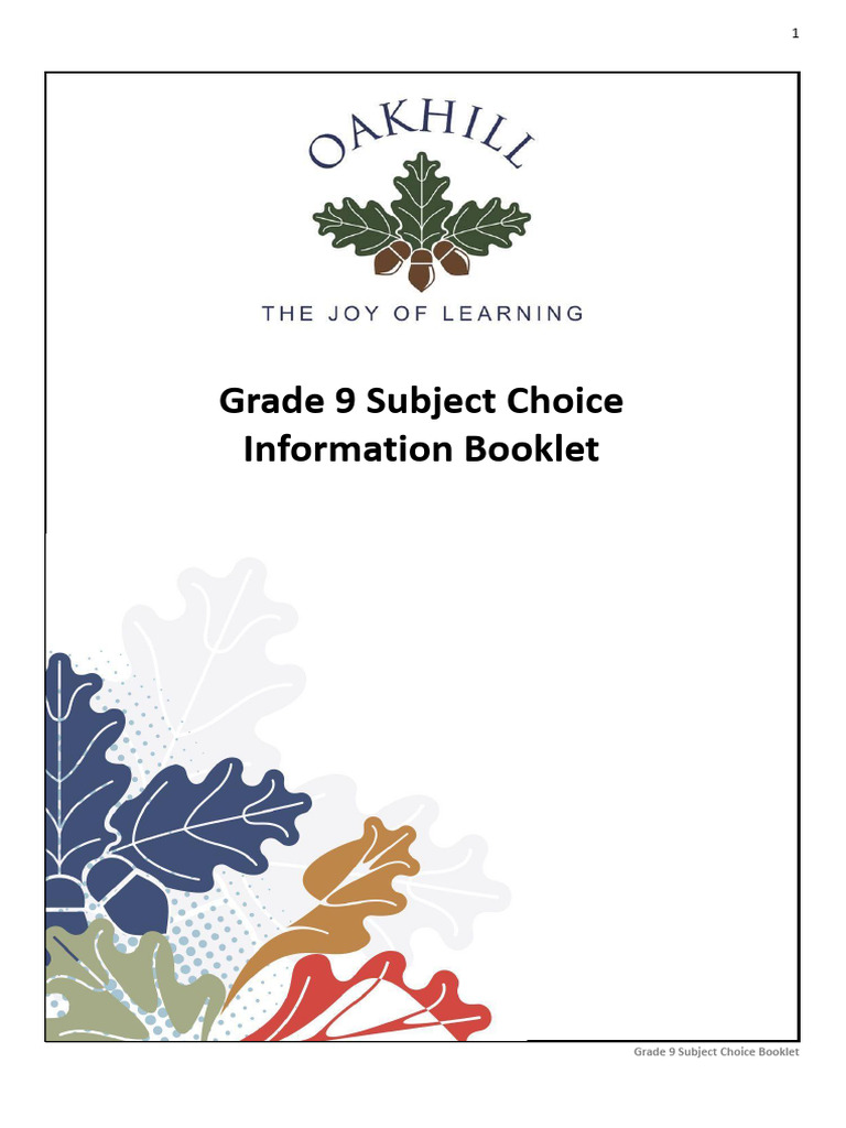 Grade 9 Subject Choice Information Booklet | PDF | Learning | Curriculum