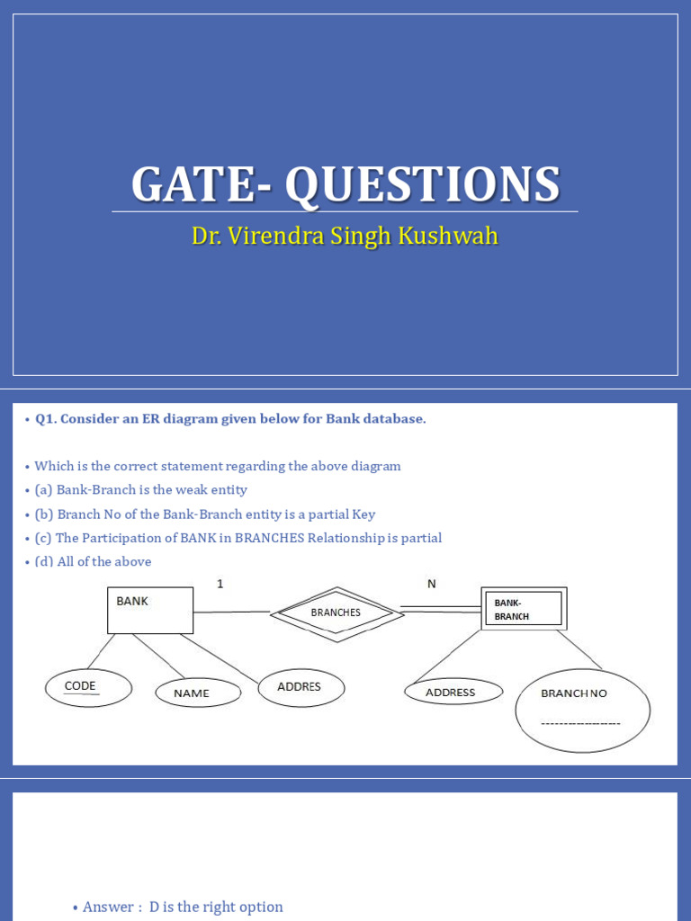 Q&A On ERD GATE - Questions | PDF | Relational Database | Information Science