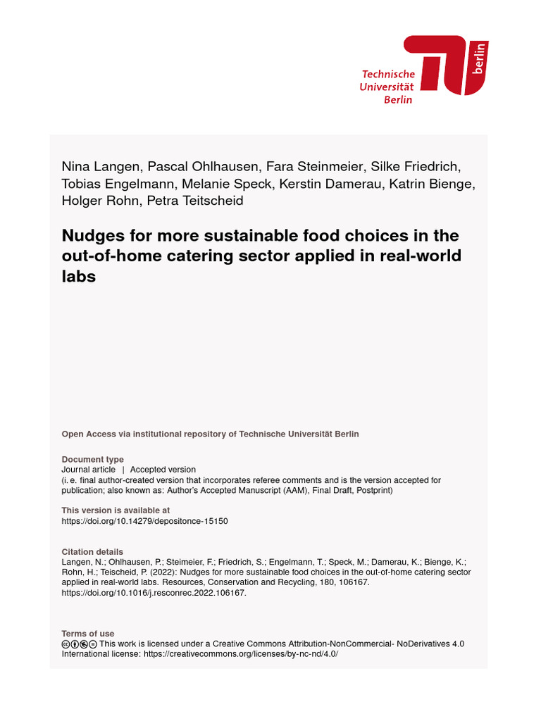 Nudges for More Sustainable Food Choices | PDF | Behavior | Sustainability