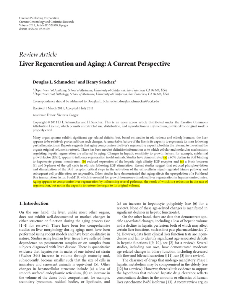 Liver Regeneration and Aging 2011 Review PROČITAO | PDF | Liver ...