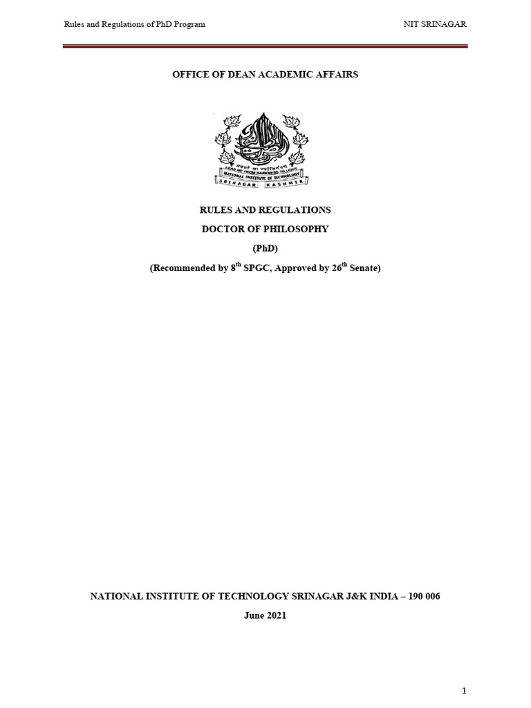 PHD Rules Regulations Updated21052022 | PDF | Doctor Of Philosophy ...