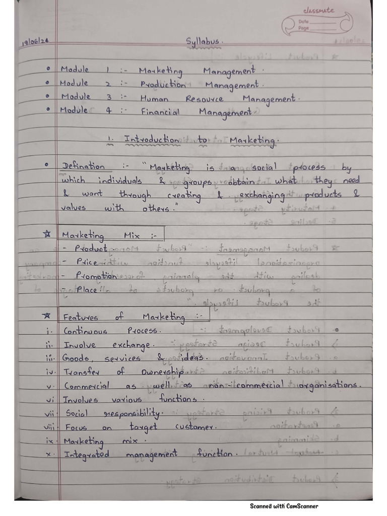 Management Notes | PDF