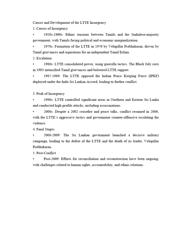 LTTE Insurgency: Causes and Evolution | PDF | Travel | History