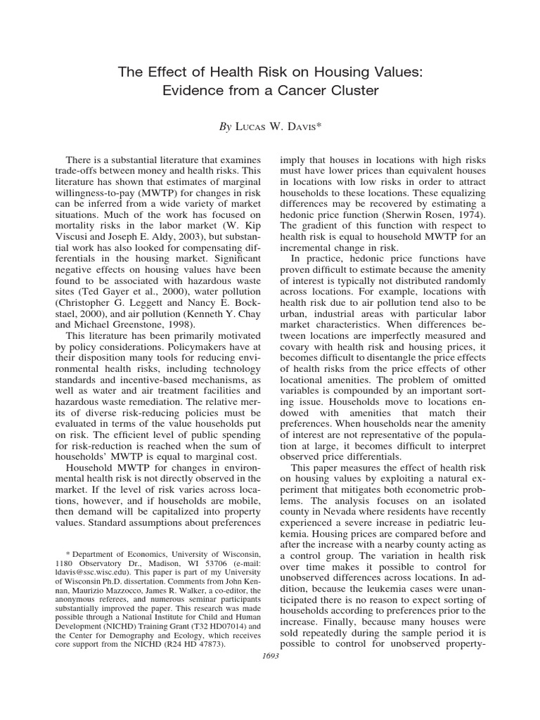 Davis Lucas - Cancer Cluster | PDF | Errors And Residuals | Ordinary ...