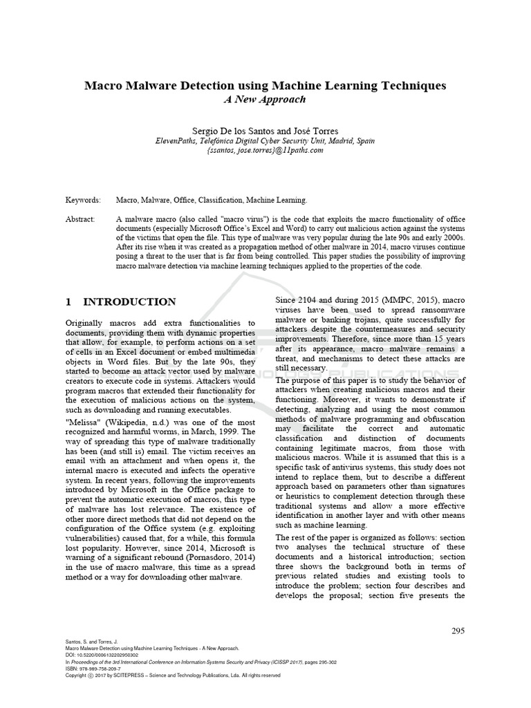 Macro Malware Detection Using Machine Learning Techniques: A New Approach | PDF | Malware ...