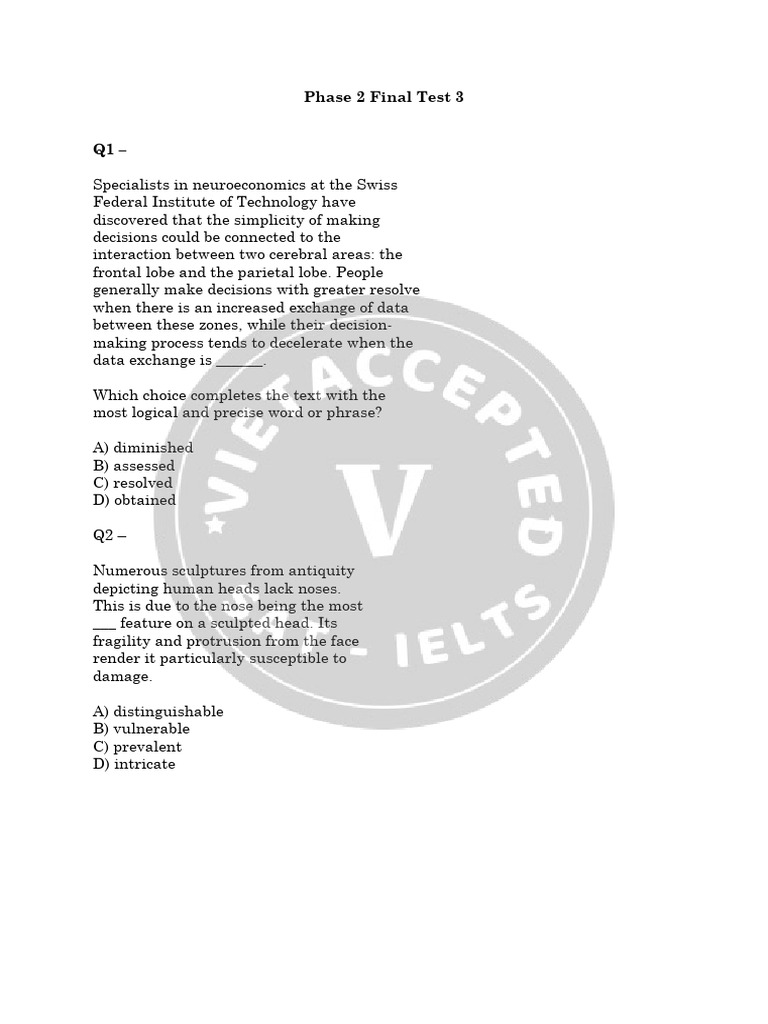 Phase 2 FInal Test 3 SB | PDF | Dances | Chemistry