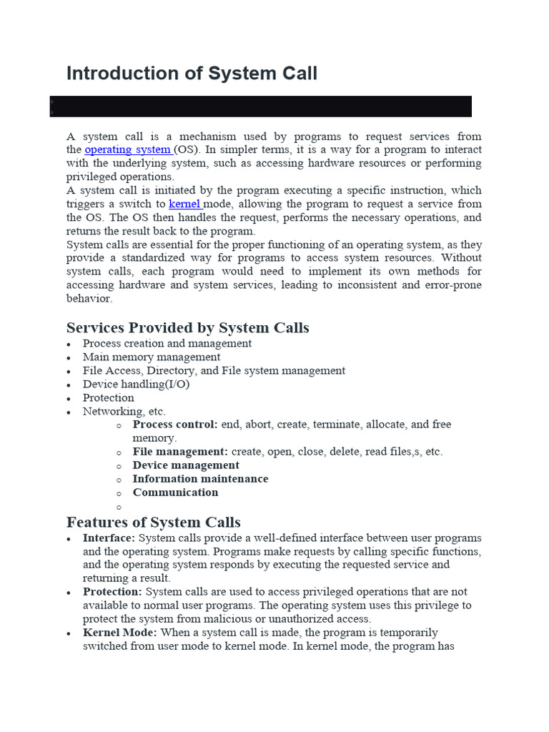 OSY Unit 2 System Calls | PDF | Operating System | Kernel (Operating System)