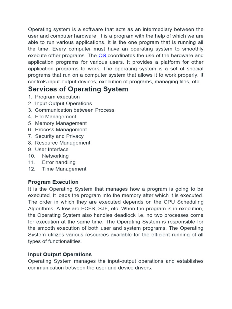 OSY Unit 2 Different Services of OS | PDF | Operating System | Computer Program