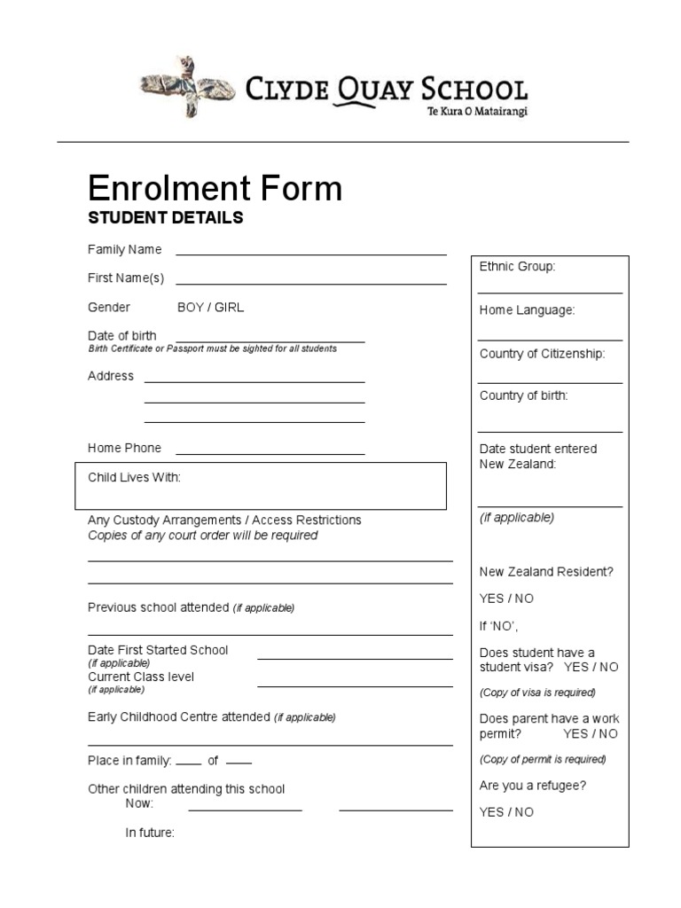 CQS Enrolment Form | PDF | Travel Visa | Birth Certificate