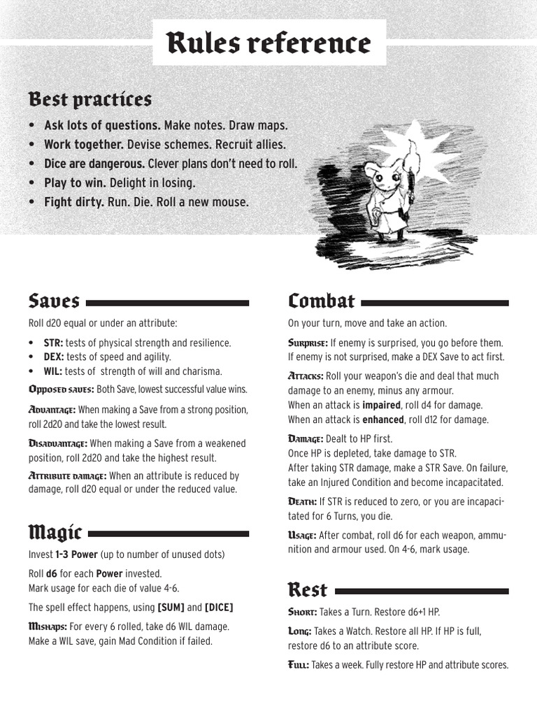Mausritter Rules Reference | PDF | Role Playing Games | Tabletop Games