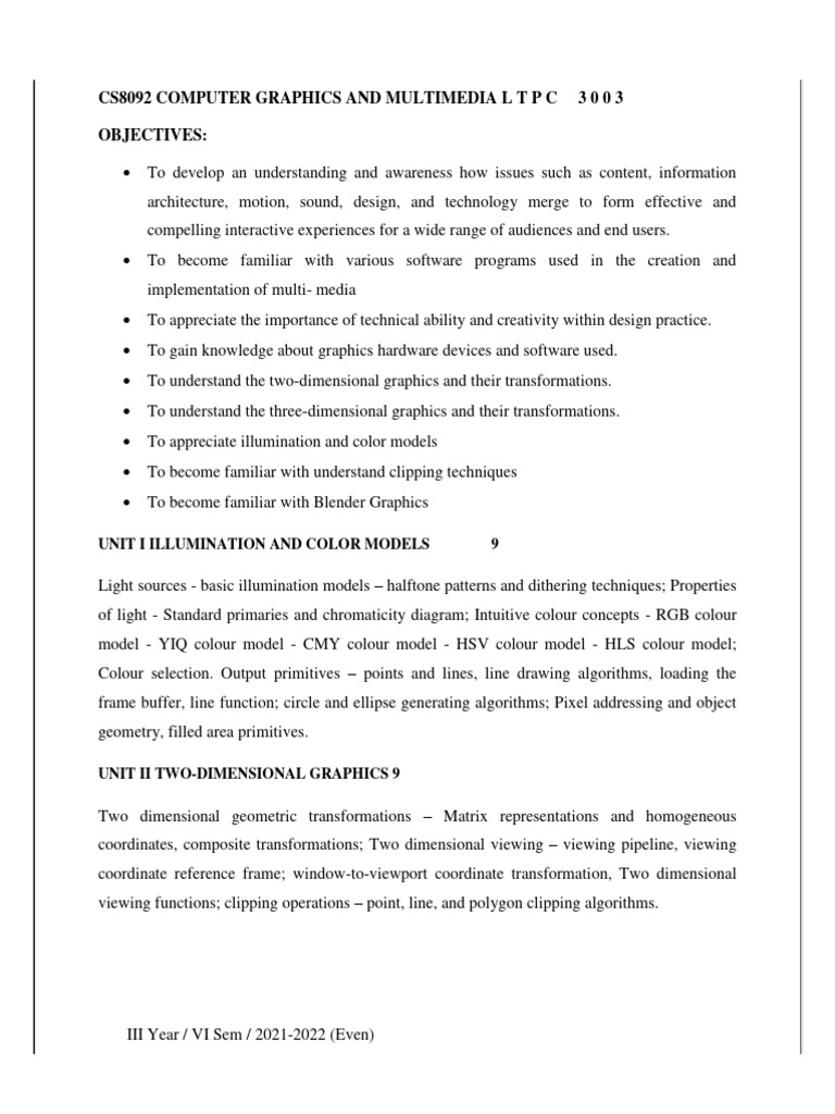 CS8092 Computer Graphics and Multimedia | PDF | Data Compression | 2 D ... CS8092 Computer Graphics and Multimedia | PDF | Data Compression | 2 D ...