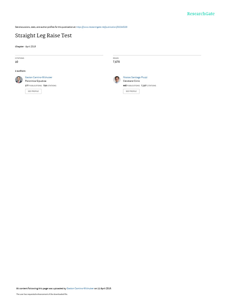 StraightLegRaiseTest StatPearls NCBIBookshelf | PDF | Back Pain | Low ...