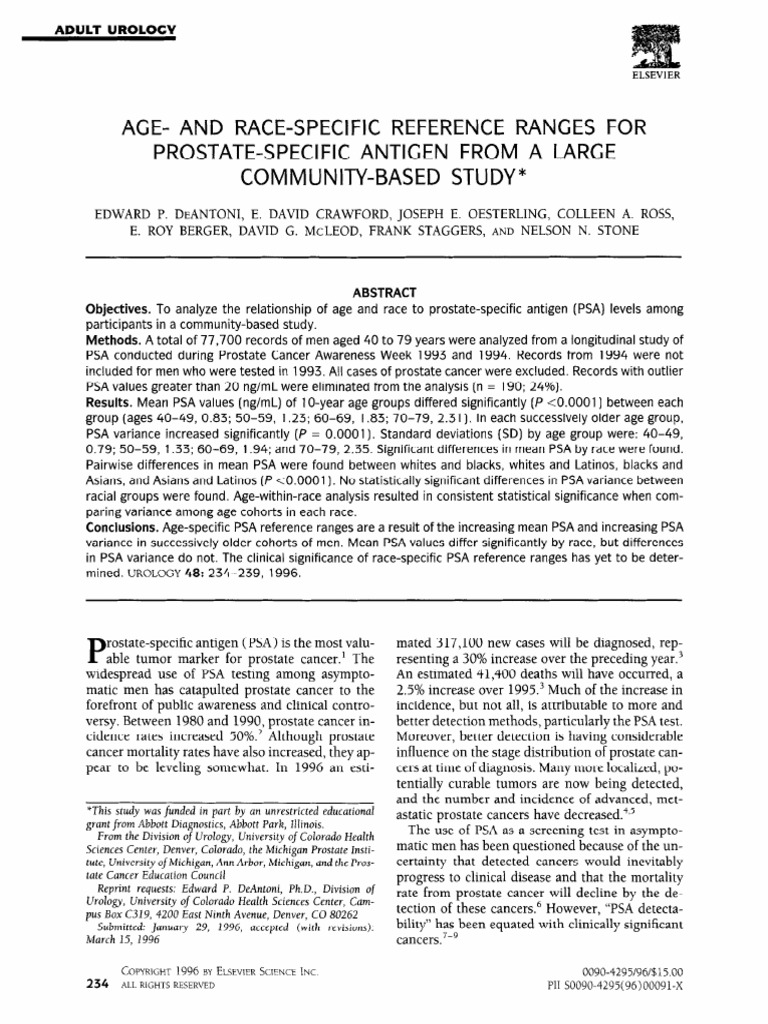 Age - and Race-Specific Reference Ranges For | PDF | Prostate Specific ...