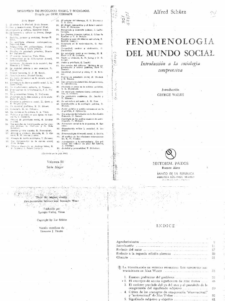 Schutz a 1972 1932 Fenomenologia Del Mun | PDF