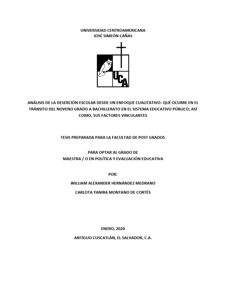 Tesis Analisis de La Desercion Escolar | PDF | America latina ... Tesis Analisis de La Desercion Escolar | PDF | America latina ...