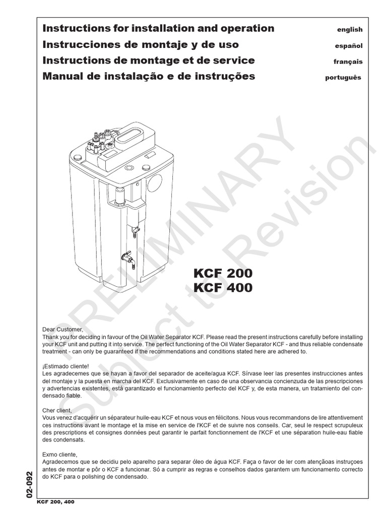 KCF 200-400 Manual 02-092 June 2017 | PDF | Sewerage | Environmental ...