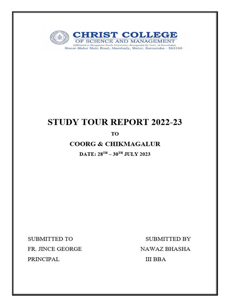 Study Tour Report Format 2022-23 | PDF | Marketing | Cuisine