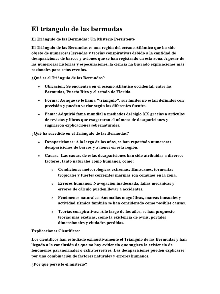 El Triangulo de Las Bermudas | PDF | islas Bermudas | Science