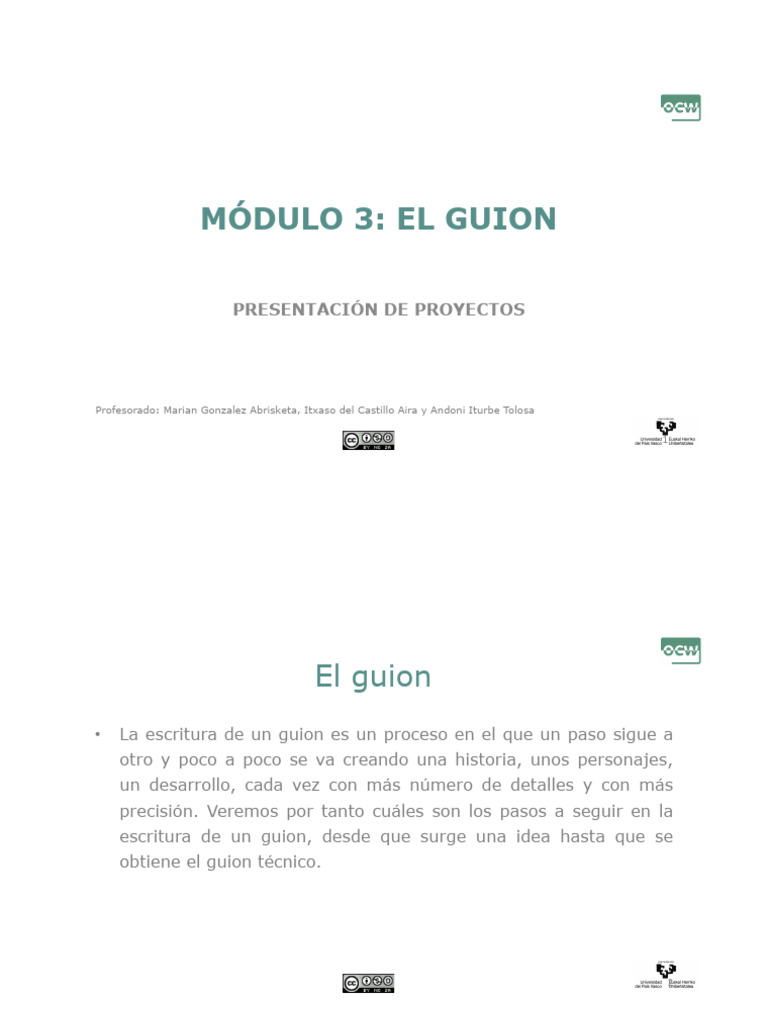 OCW2020. Módulo 3. EL GUION | PDF | Guión
