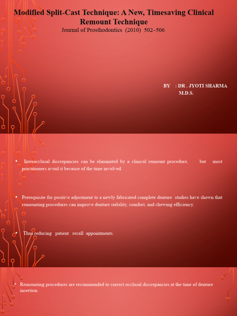 Modified Split Cast Technique | PDF | Dentures | Mouth